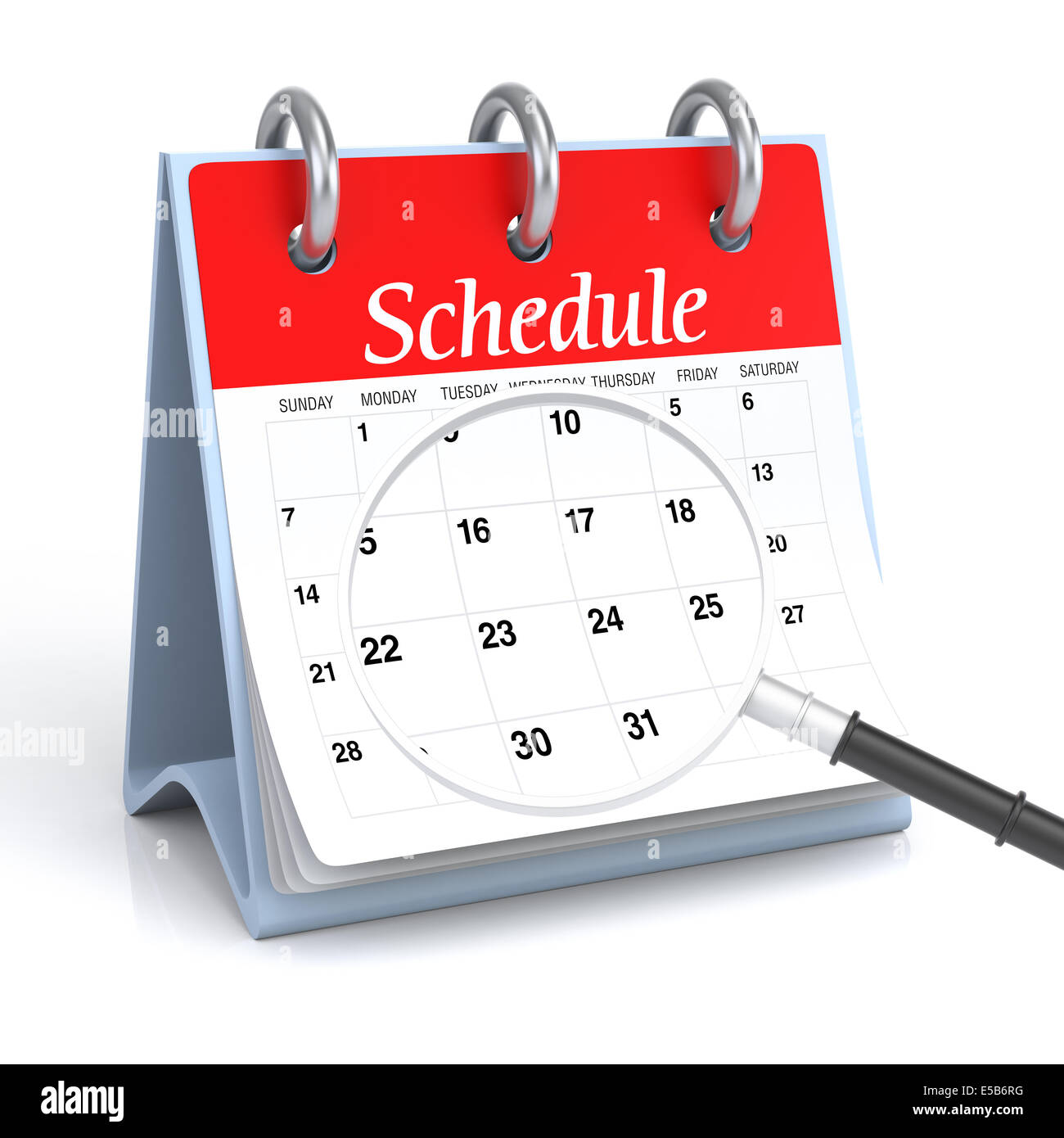 Schedule with Magnify Glass Stock Photo - Alamy