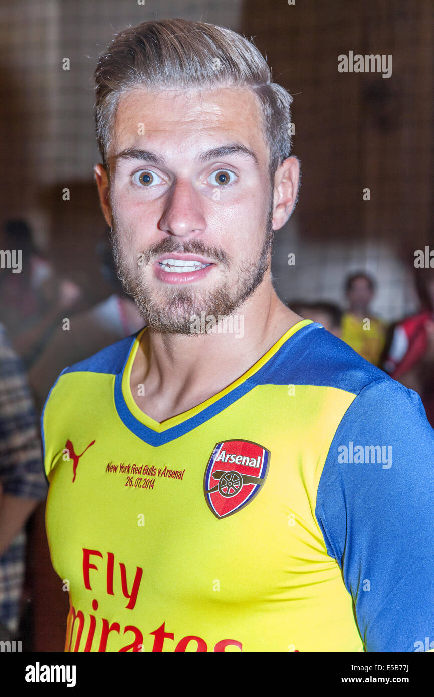 New York, NY, USA - July 25, 2014: Arsenal player Aaron Ramsey attends ...