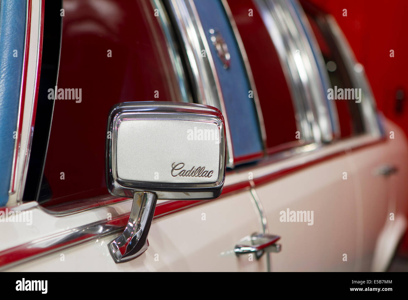 Detail of the rear view mirror on a Cadillac Stock Photo - Alamy