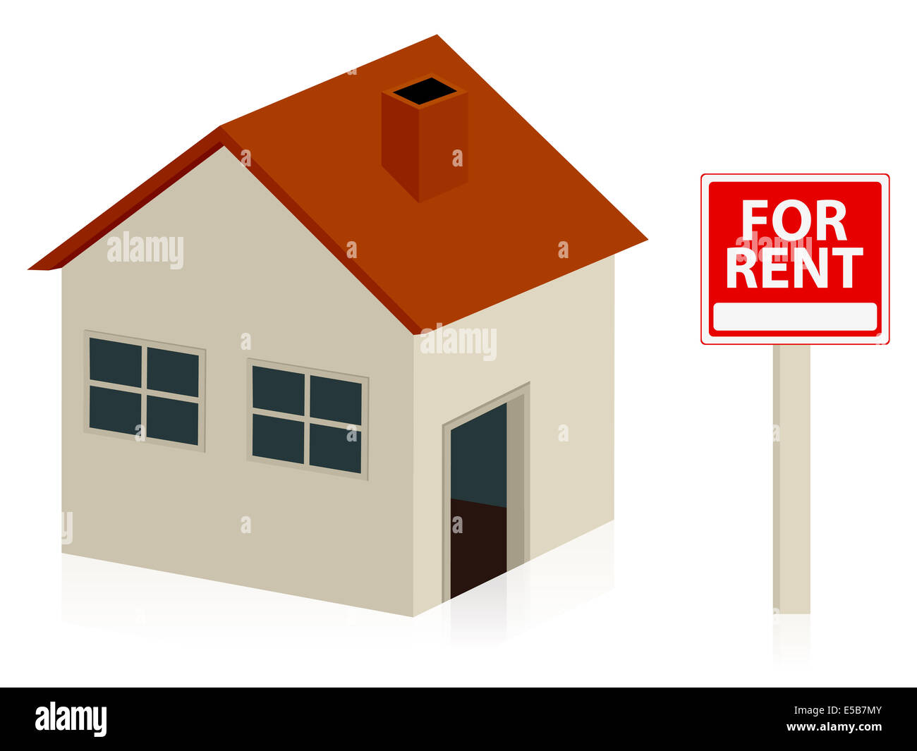 House and for rent sign on a white background Stock Photo - Alamy