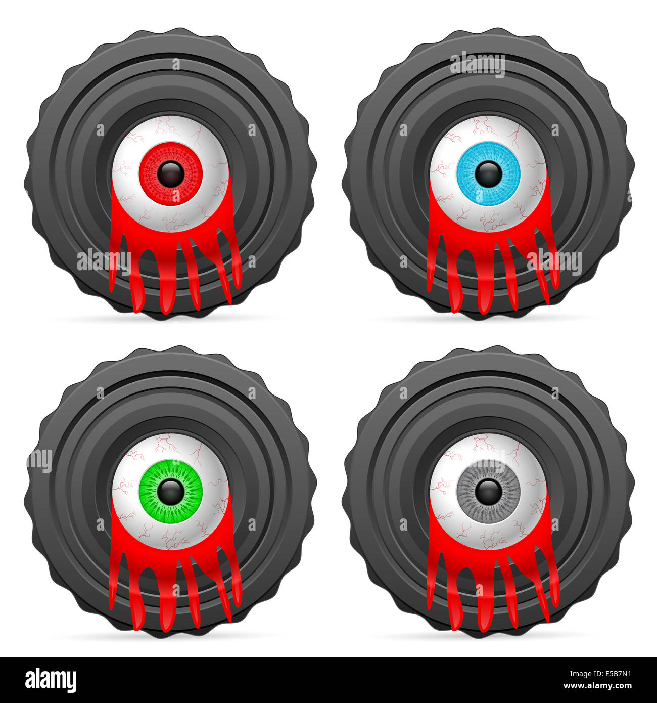 Lens with horror bloody eyeball on white background Stock Photo - Alamy