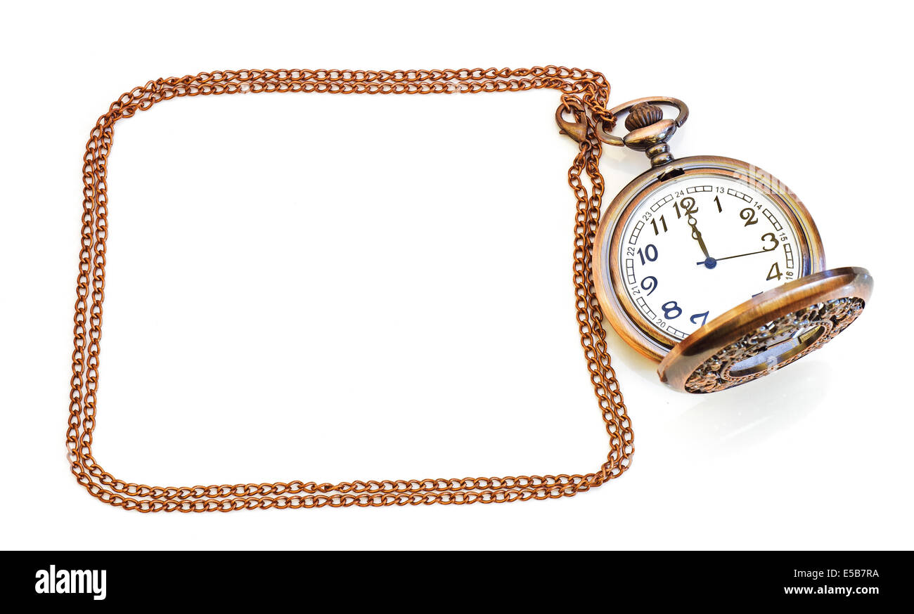 Beautiful photos of vintage watches on a chain. Isolated on white Stock ...