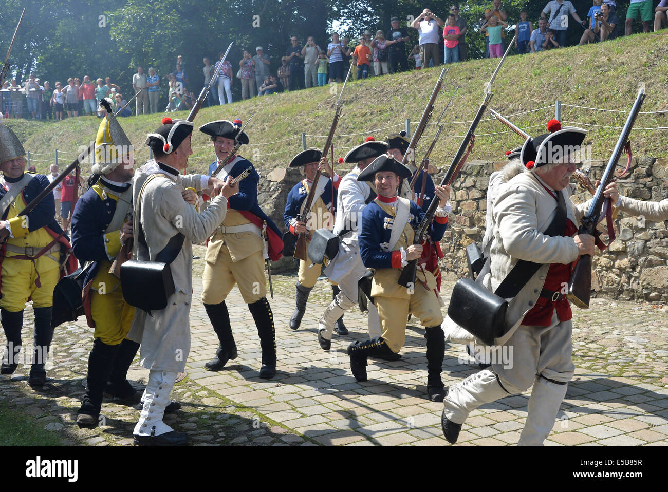 During a show fighting Prussian and Saxon troops meet one another in ...