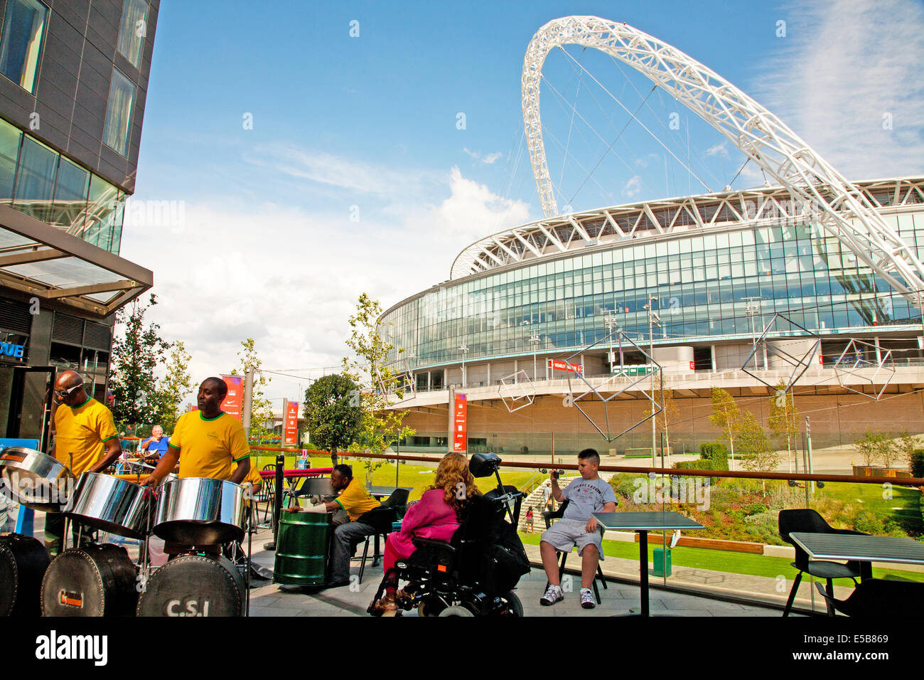 Designer outlet with Wembley stadium in background,London,UK Stock ...