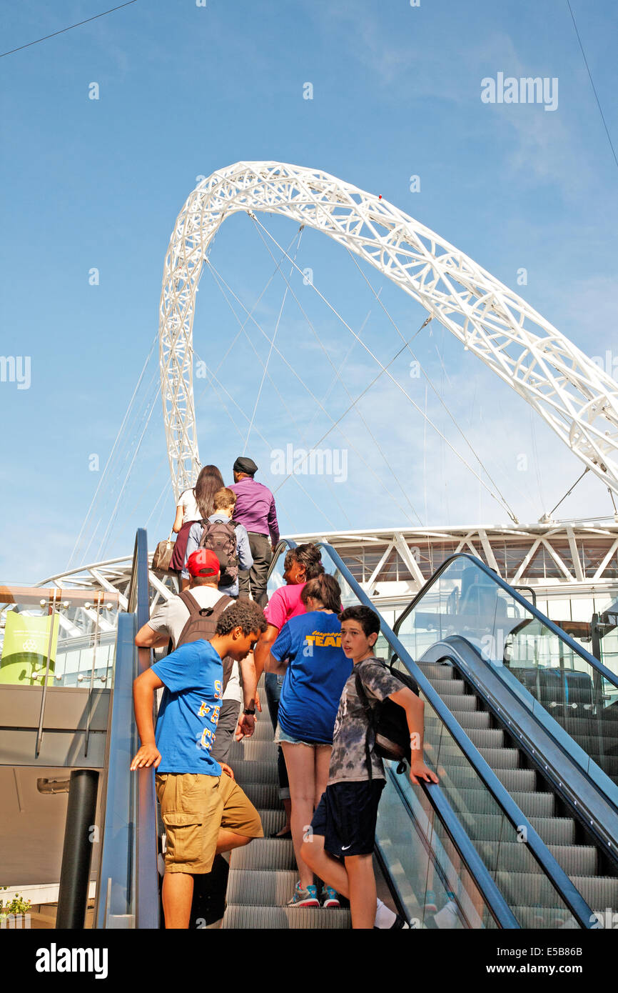 Designer outlet with Wembley stadium in background,London,UK Stock ...