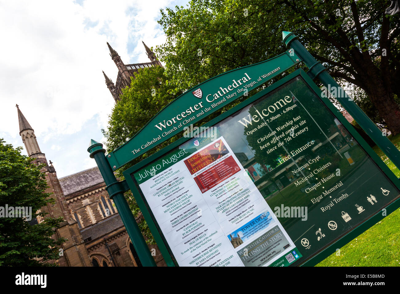 Worcester Cathedral sign exterior facade outside front Worcester City ...