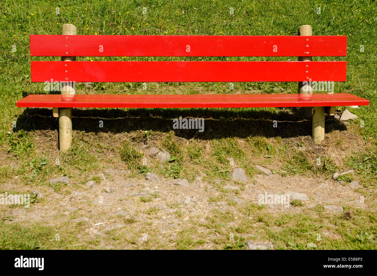 Bright red bench on hi-res stock photography and images - Alamy
