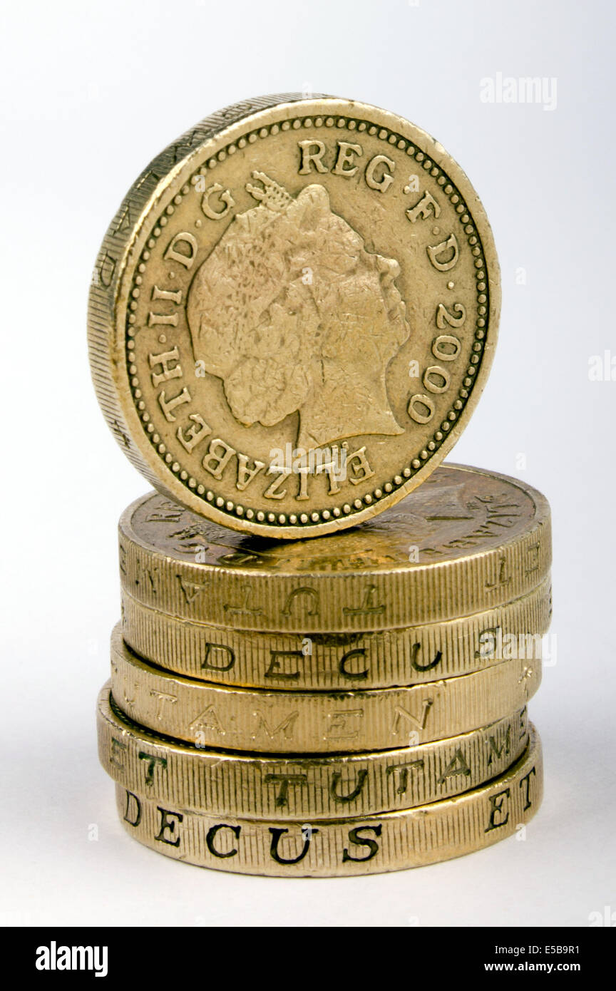 A stack of British Pound Coins. Studio Shot Stock Photo - Alamy