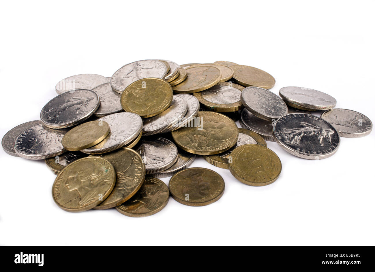 A Pile Of French Francs. Studio Shot Stock Photo - Alamy