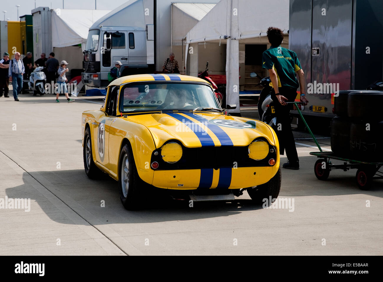 Towcester,Wiltshire, UK. 25th July, 2014. A yellow MG car at ...