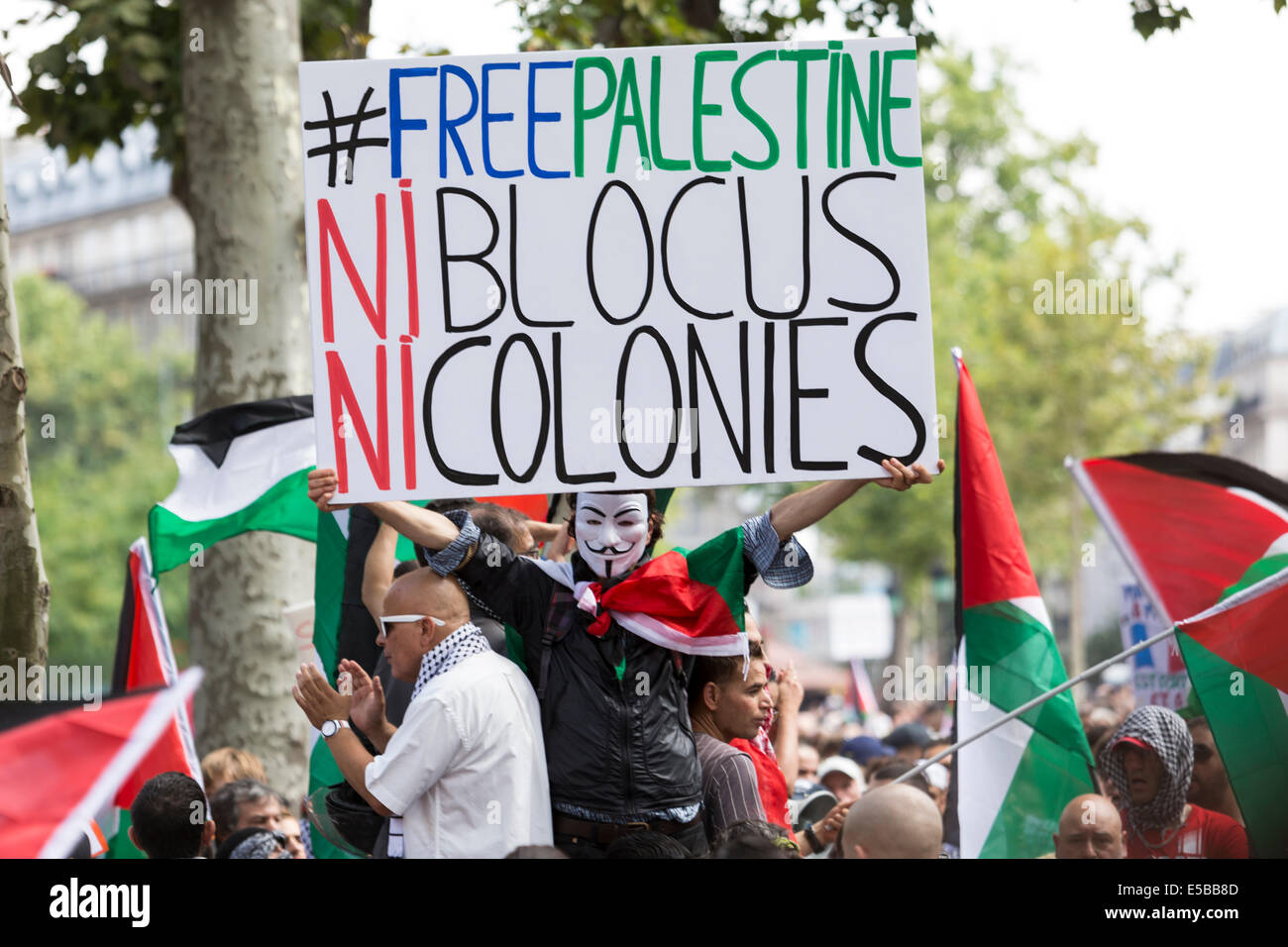 Paris, France. 26th July, 2014. Despite the ban, a pro-Palestinian ...