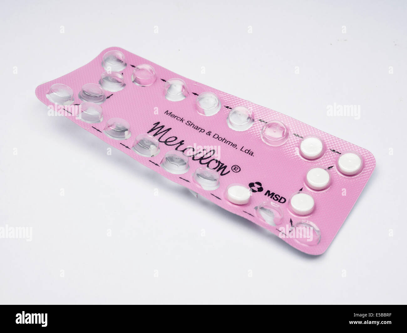 Mercilon contraceptive pill cut out isolated on white background Stock ...