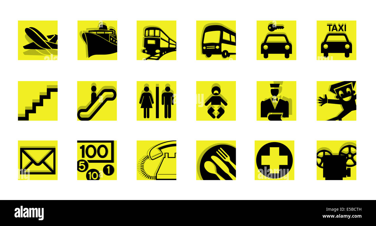 service icon set black and yellow Stock Photo - Alamy