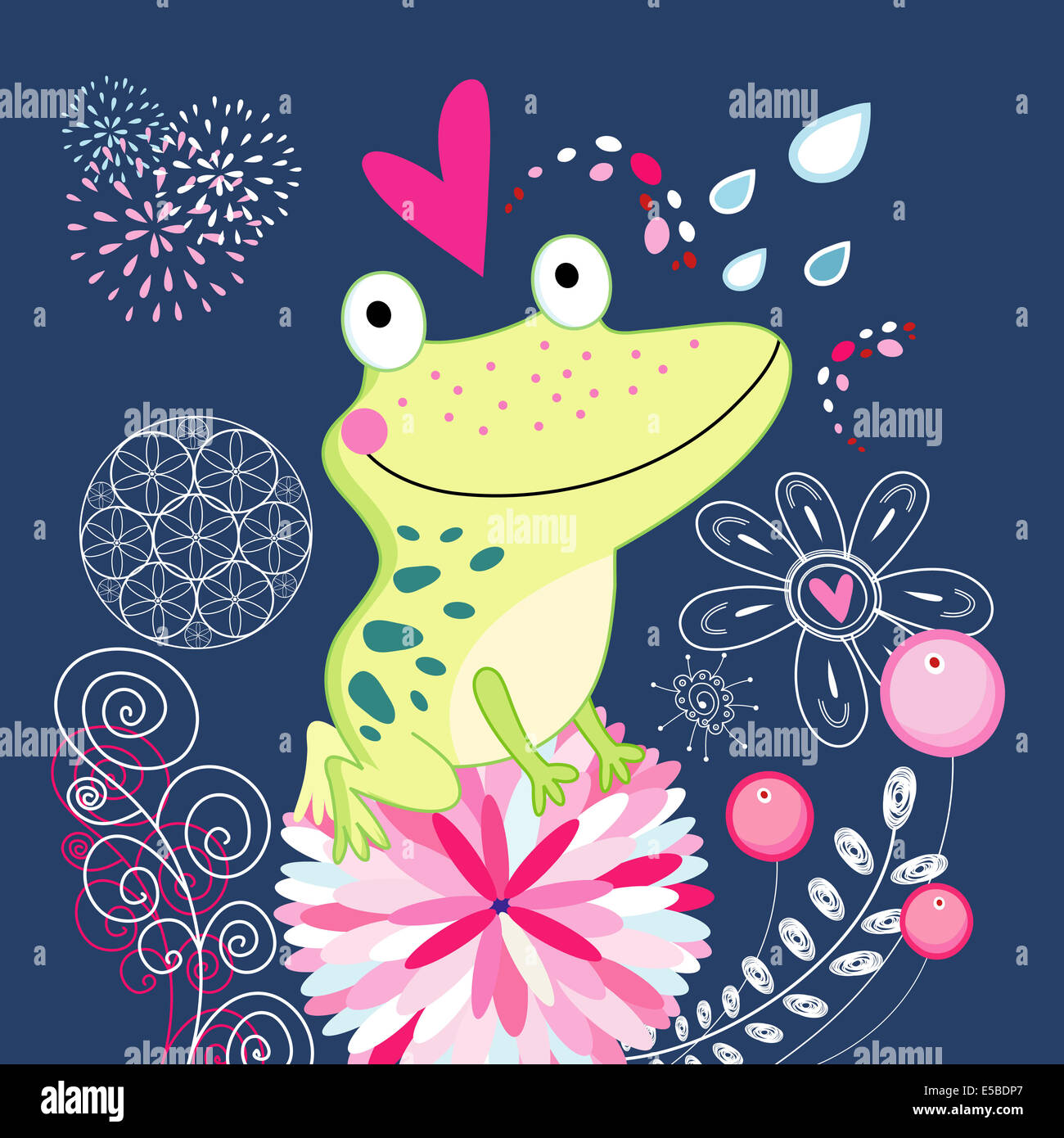 Illustration of a smiling frog on a white background Stock Photo - Alamy