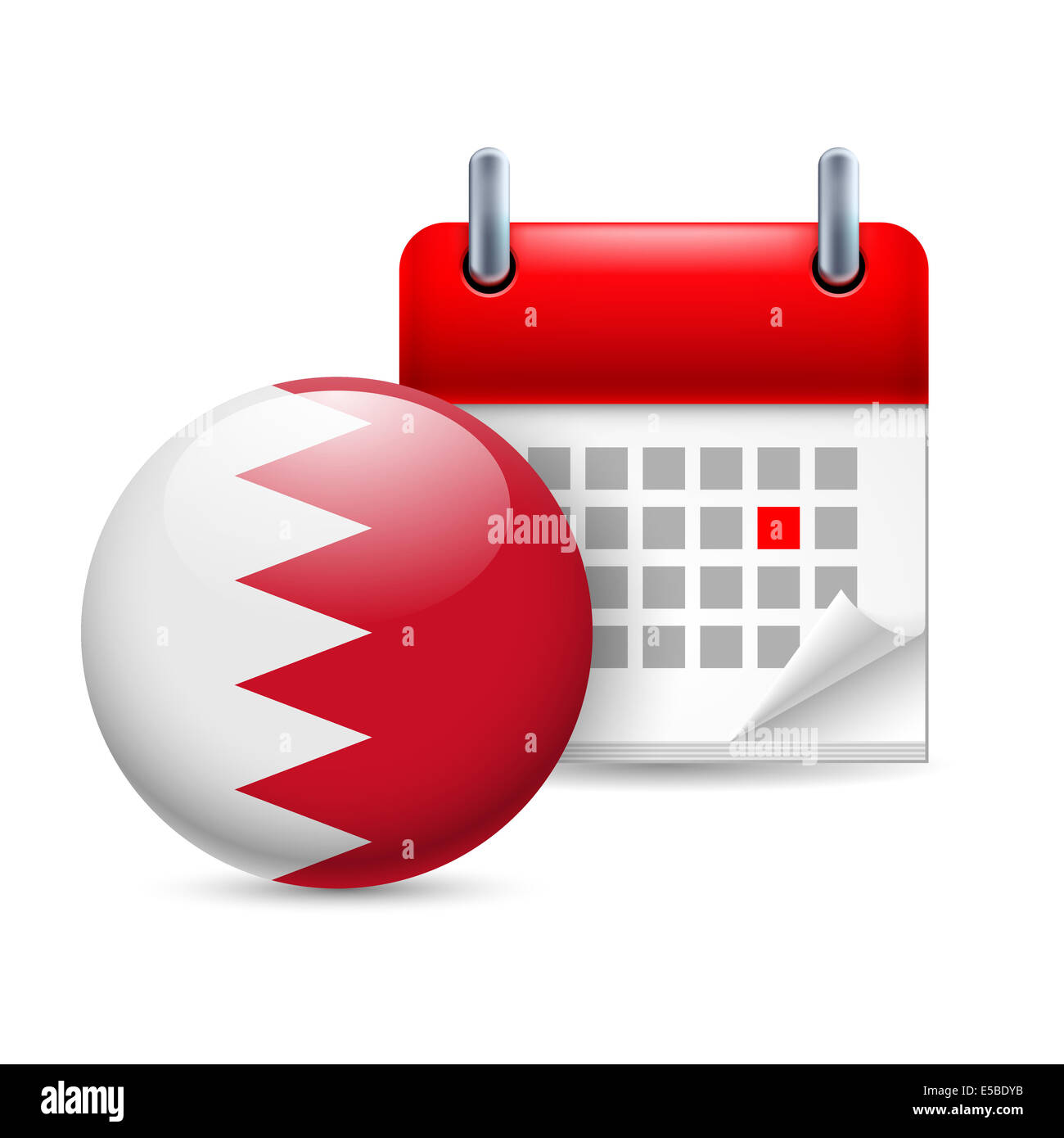Calendar and round Bahraini flag icon. National holiday in Bahrain ...