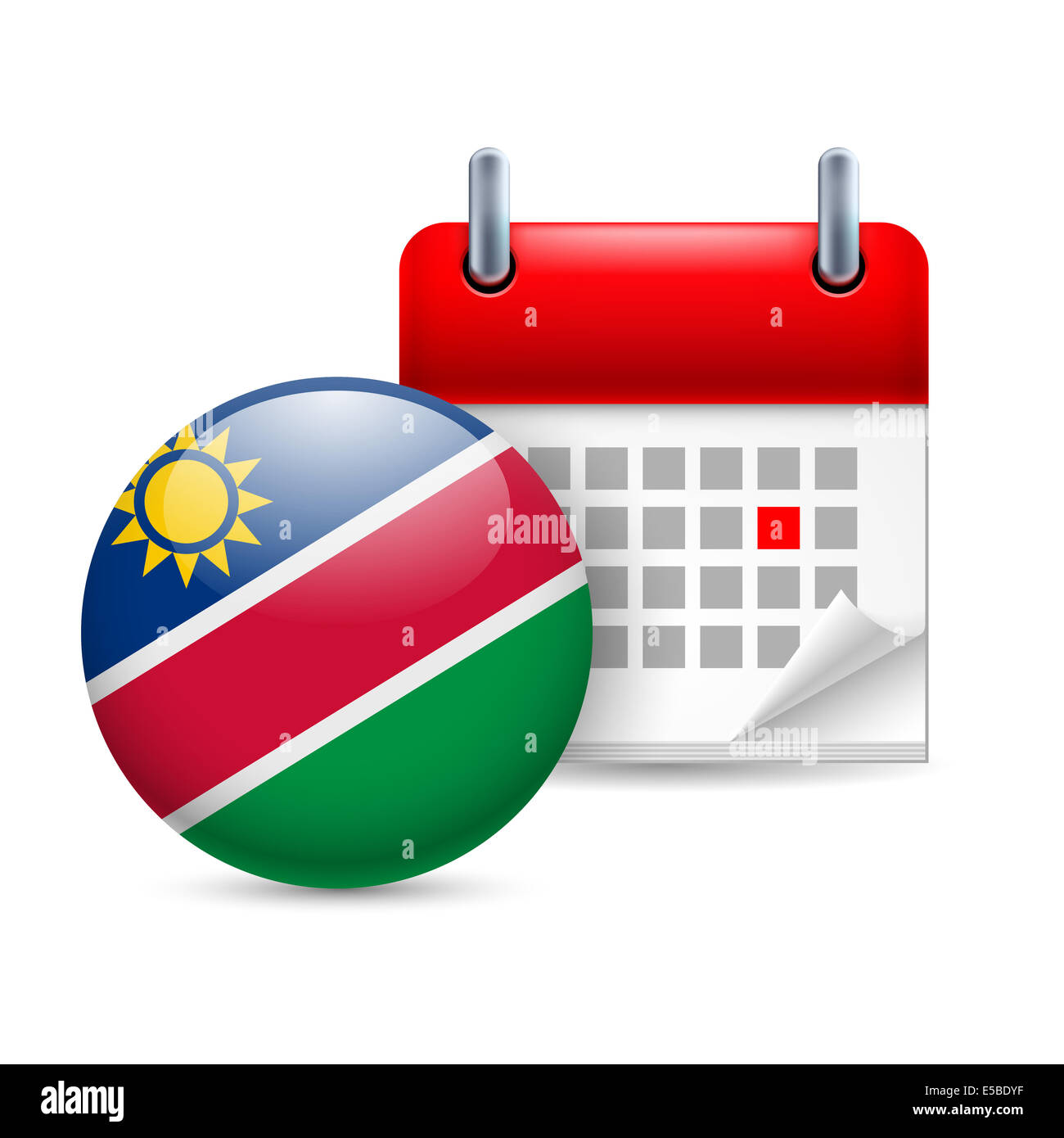 Calendar and round Namibian flag icon. National holiday in Namibia ...