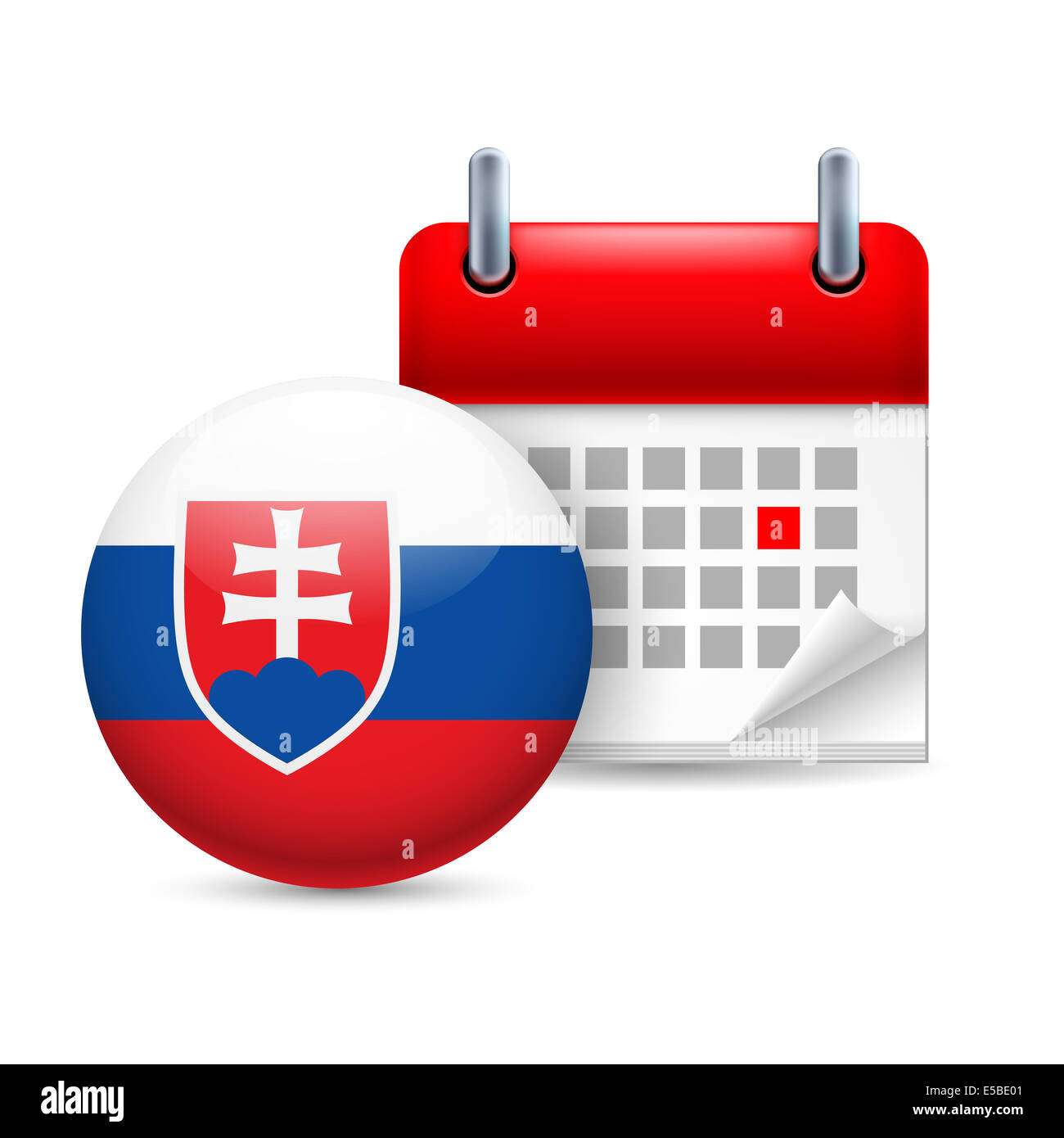 Calendar and round Slovak flag icon. National holiday in Slovakia Stock ...