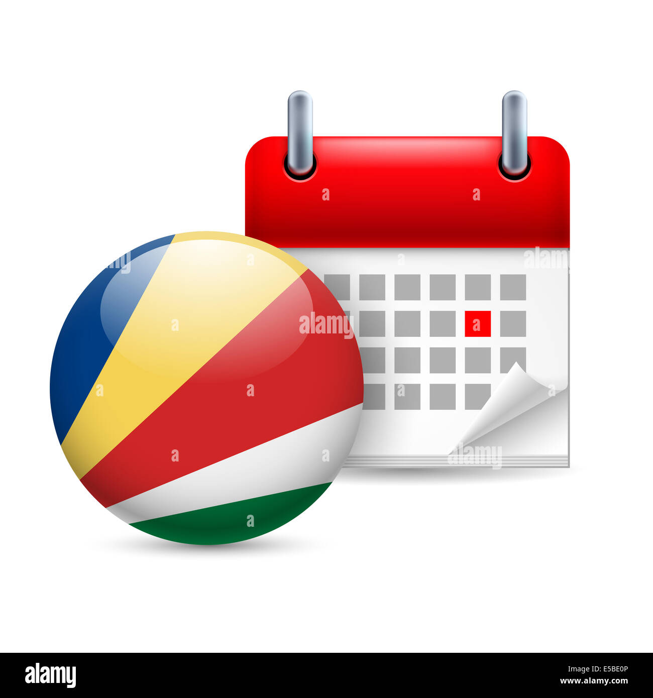 Calendar and round flag icon. National holiday in Seychelles Stock ...