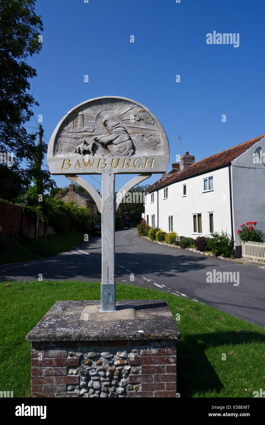 Bawburgh village sign Stock Photo - Alamy