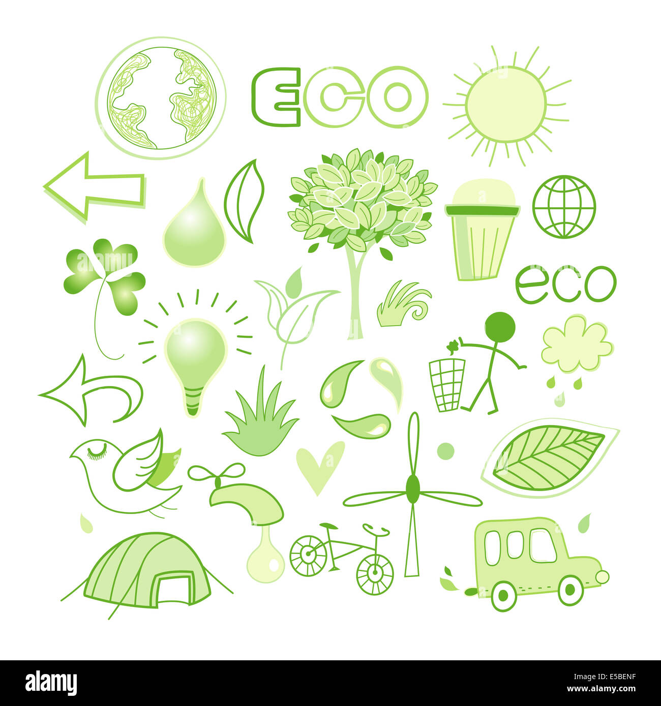 Bright green vector different images of the ecology. elements of Design ...