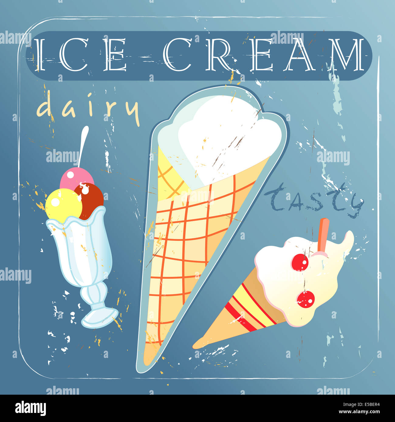 Retro ice cream poster hi-res stock photography and images - Alamy