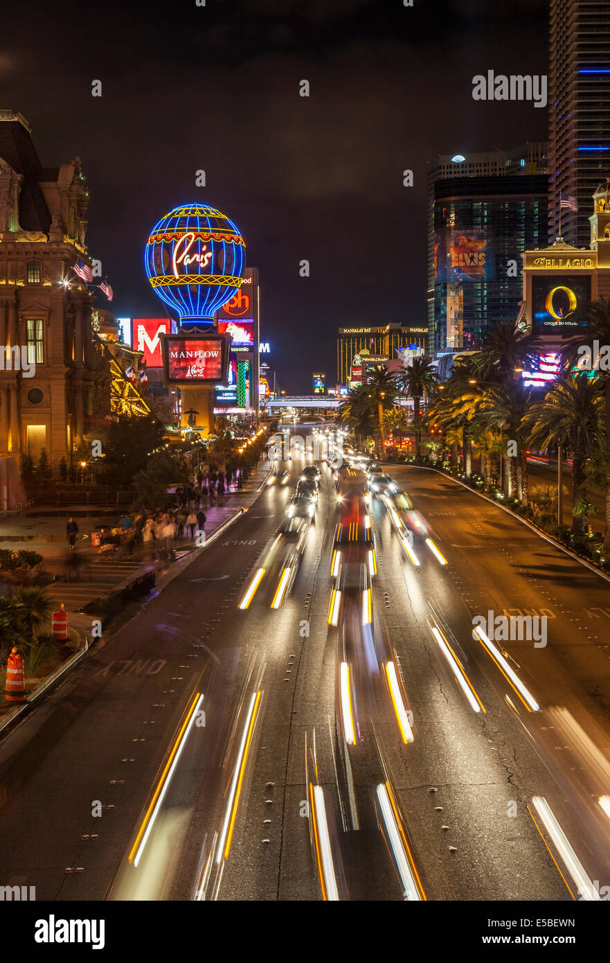 Traffic on Las Vegas Blvd. at night-Las Vegas, Nevada, USA Stock Photo ...