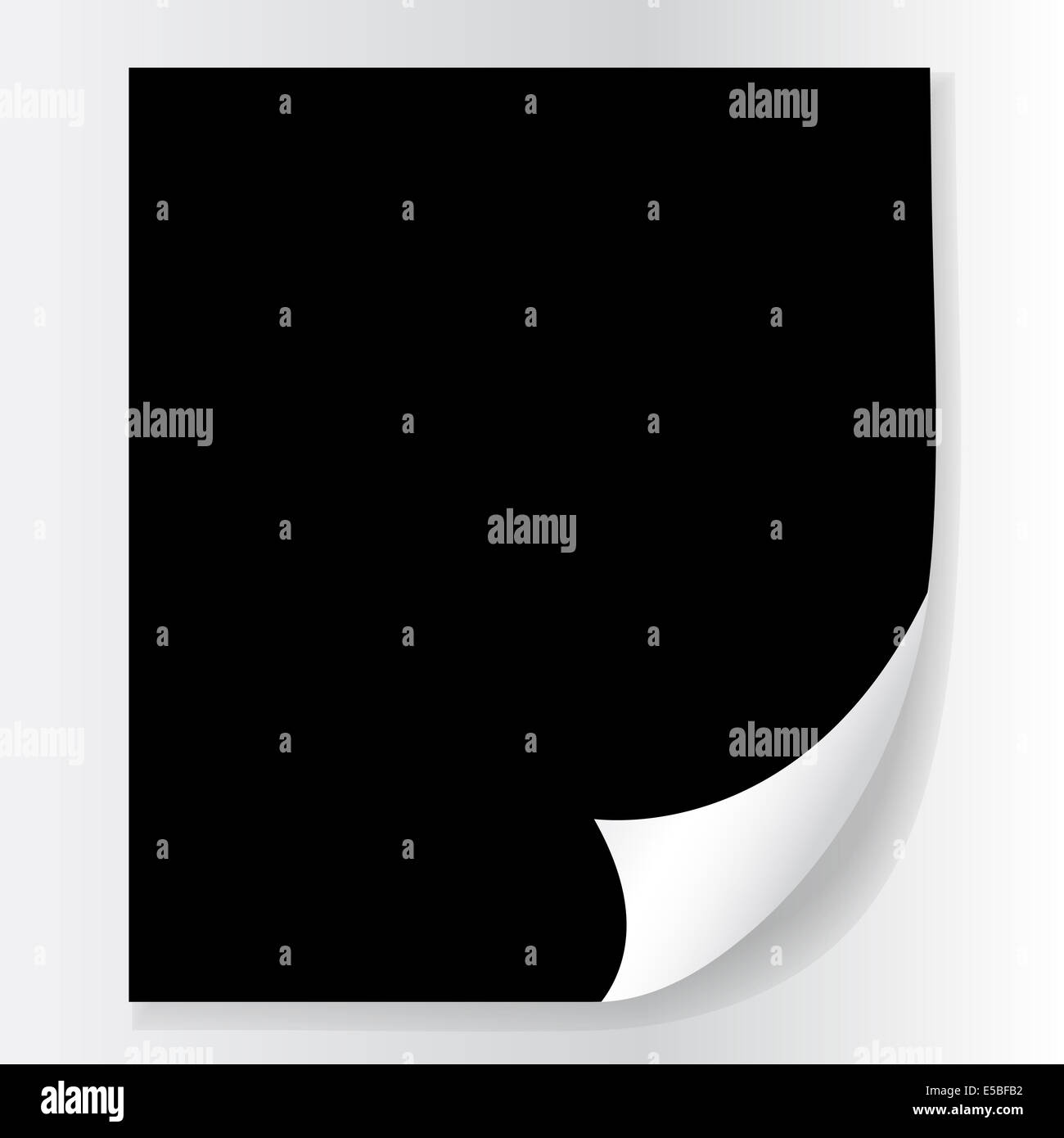 black sheet of paper with a curved edge on a light background Stock ...