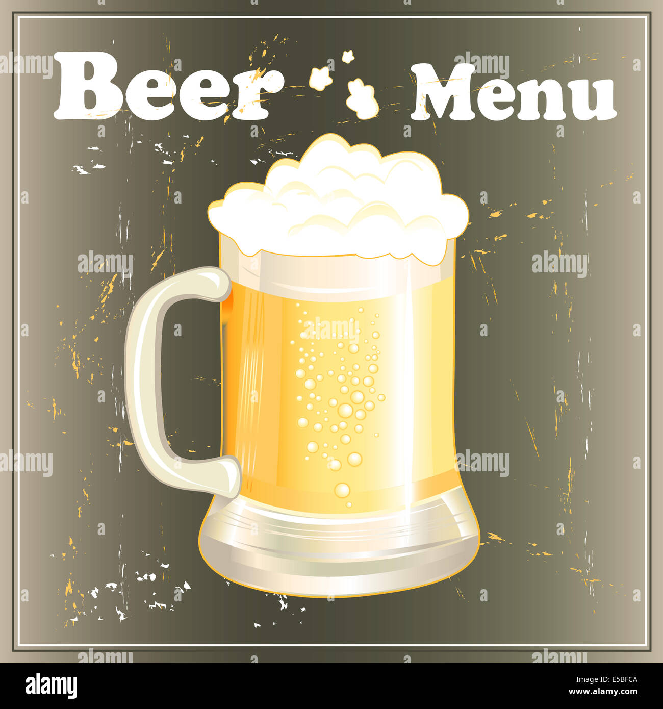 menu with a glass of beer on aged background Stock Photo - Alamy