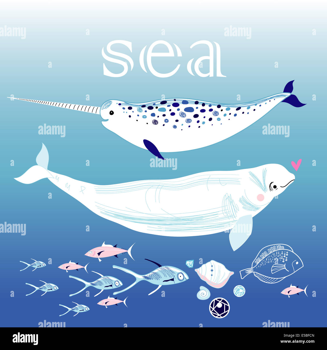 various sea animals in blue sea water Stock Photo - Alamy