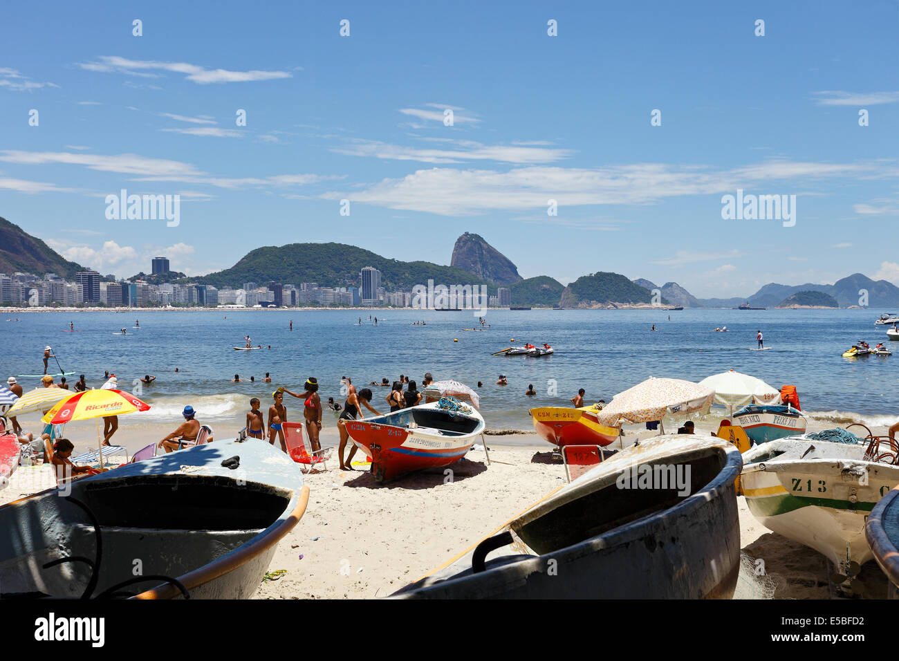 RIO DE JANEIRO - CIRCA JAN 2014:People on the Beach in Rio de Janeiro ...