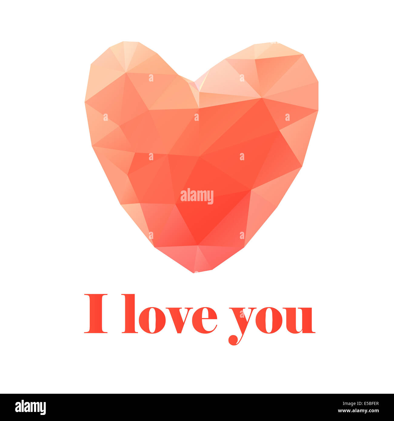 Bright red abstract heart of the triangle on a white background Stock ...