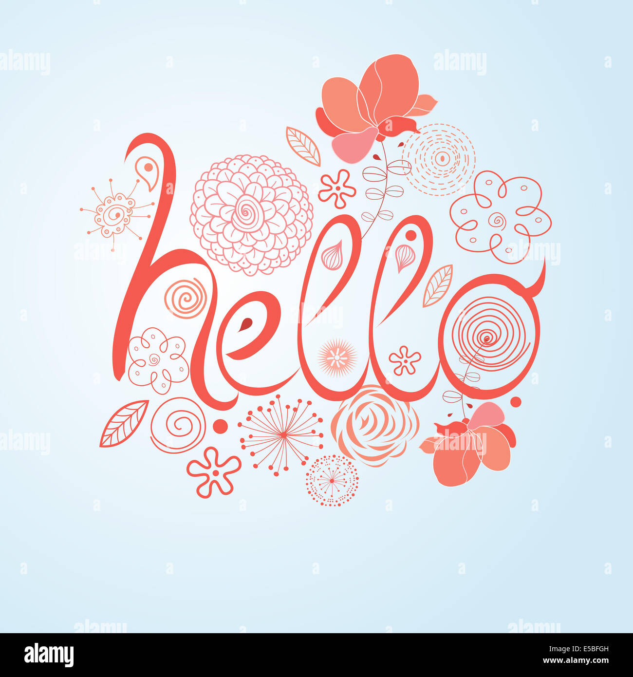 bright word hello on a white background with flowers Stock Photo - Alamy