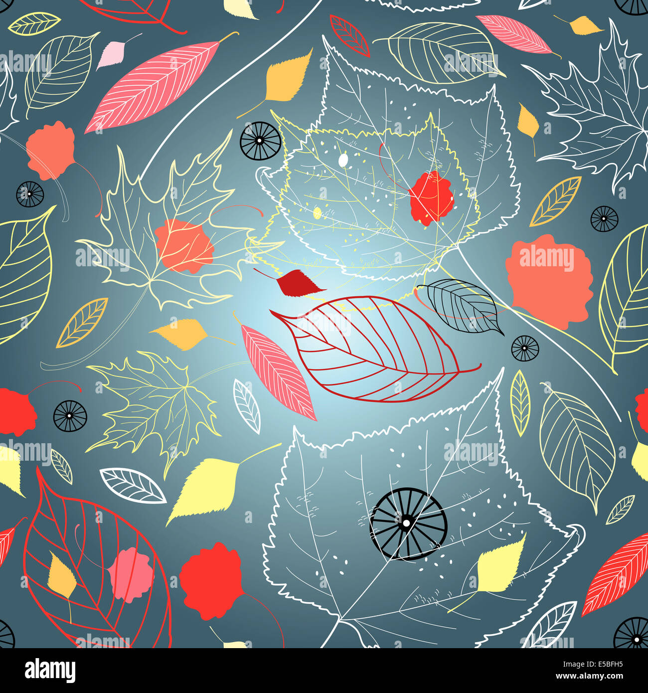 Seamless pattern of autumn leaves light on a dark background Stock ...