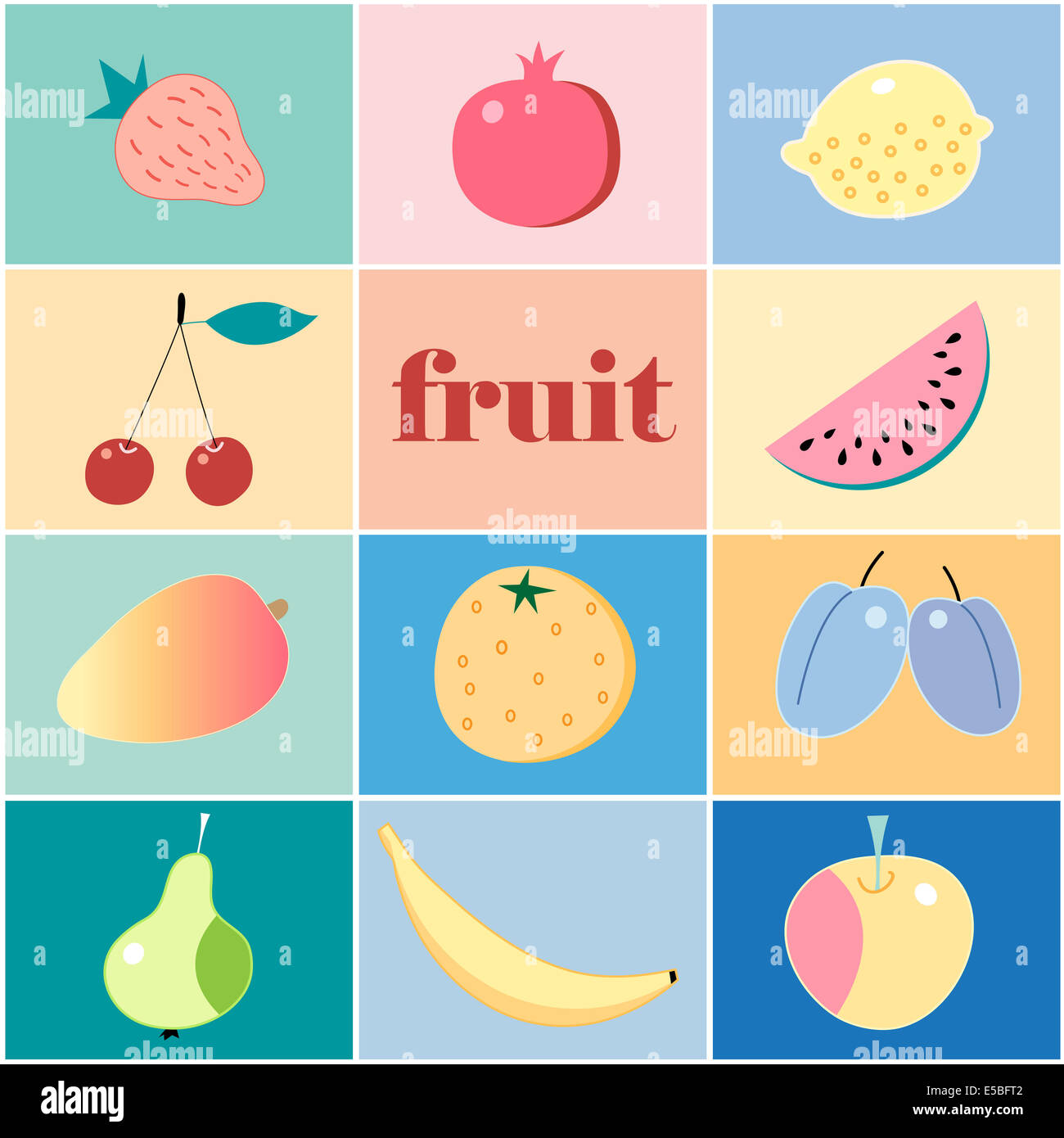 bright graphic set of different fruits Stock Photo - Alamy