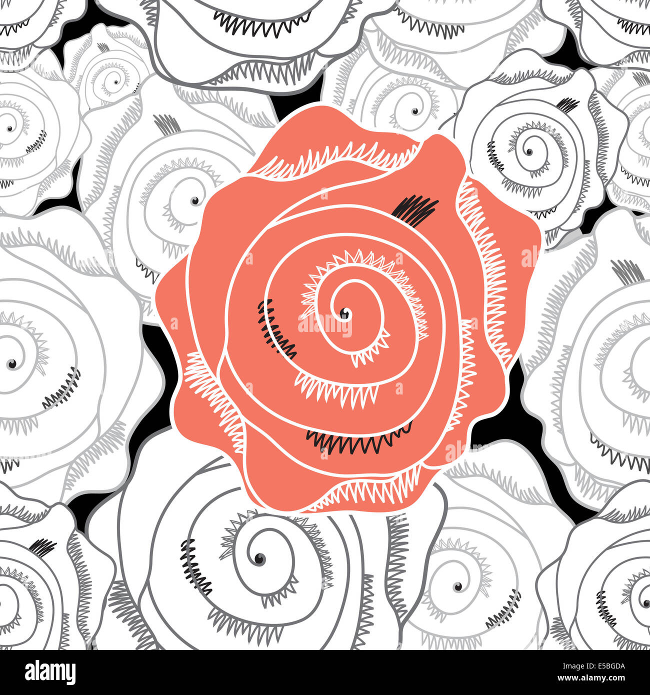 Seamless graphic pattern of roses Stock Photo - Alamy