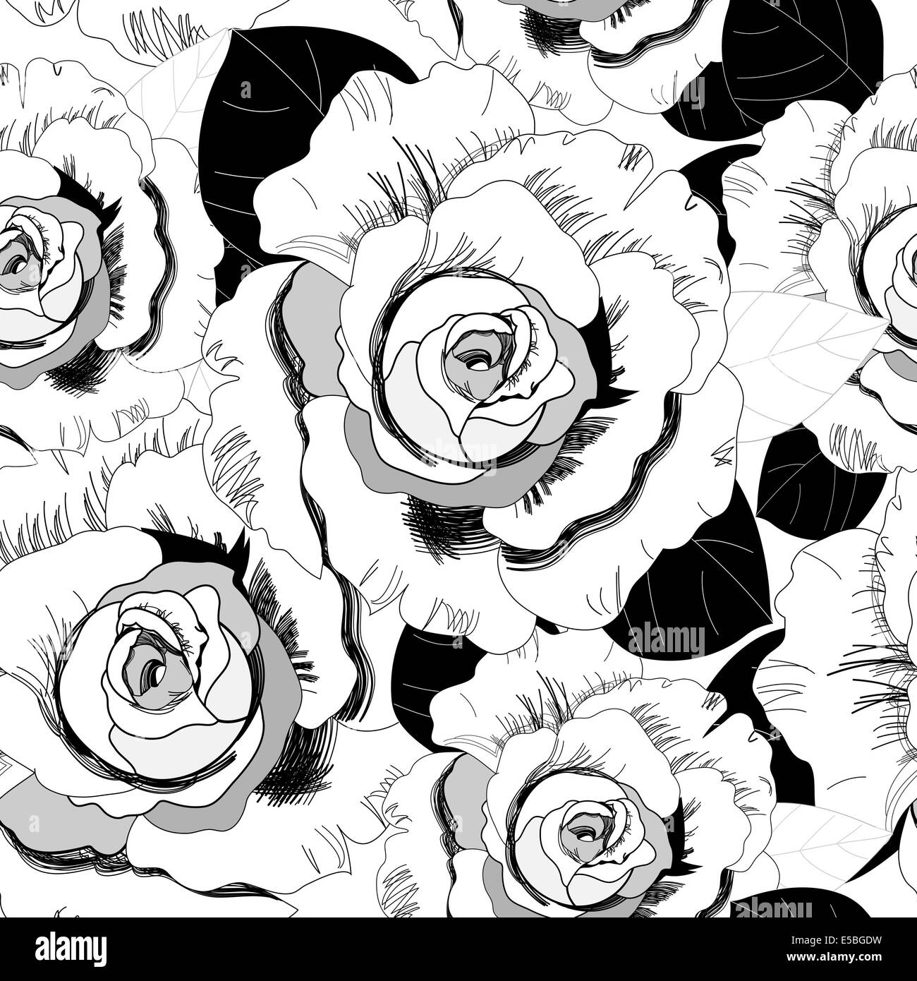 Seamless designs with flowers Black and White Stock Photos & Images - Alamy