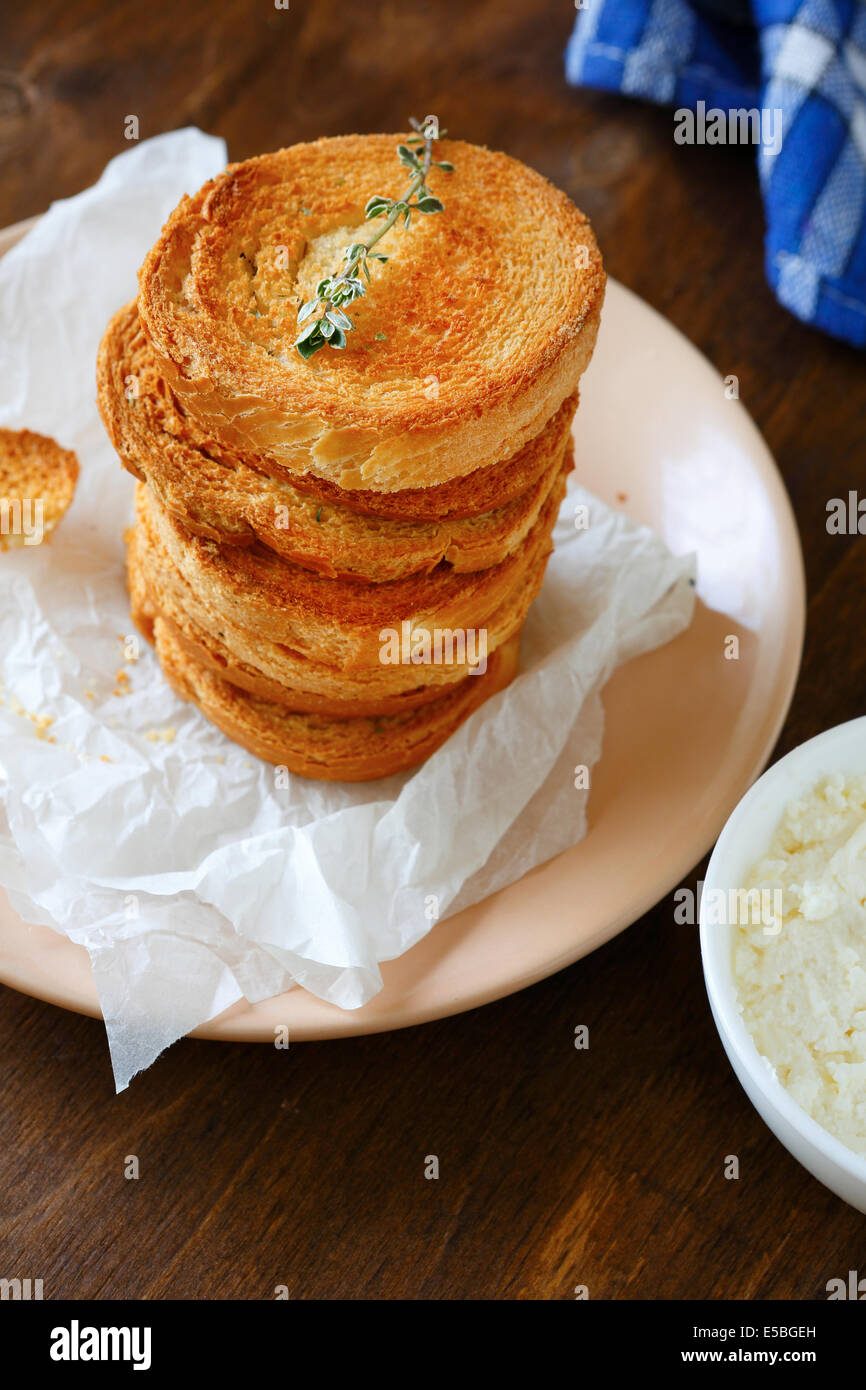 fresh crispy toasts, food closeup Stock Photo - Alamy
