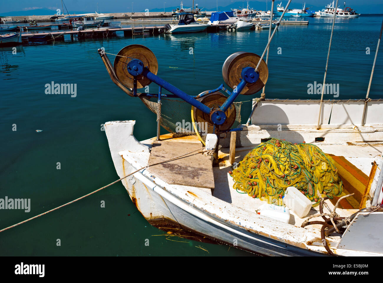 Greek fishing boat at Cyclades islands Stock Photo - Alamy