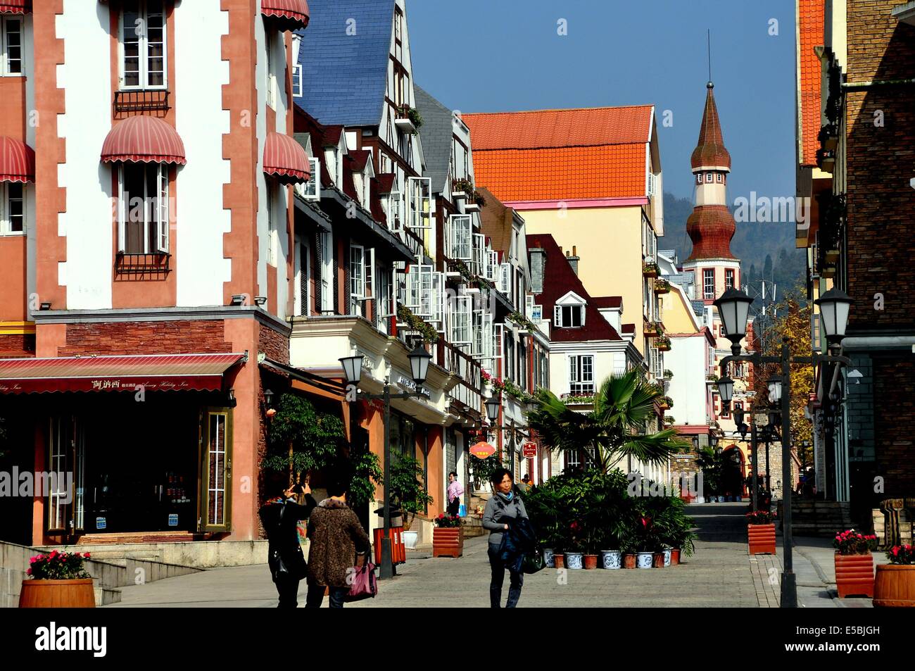 BAI LU / SICHUAN, CHINA: View looking north on the principal street of ...