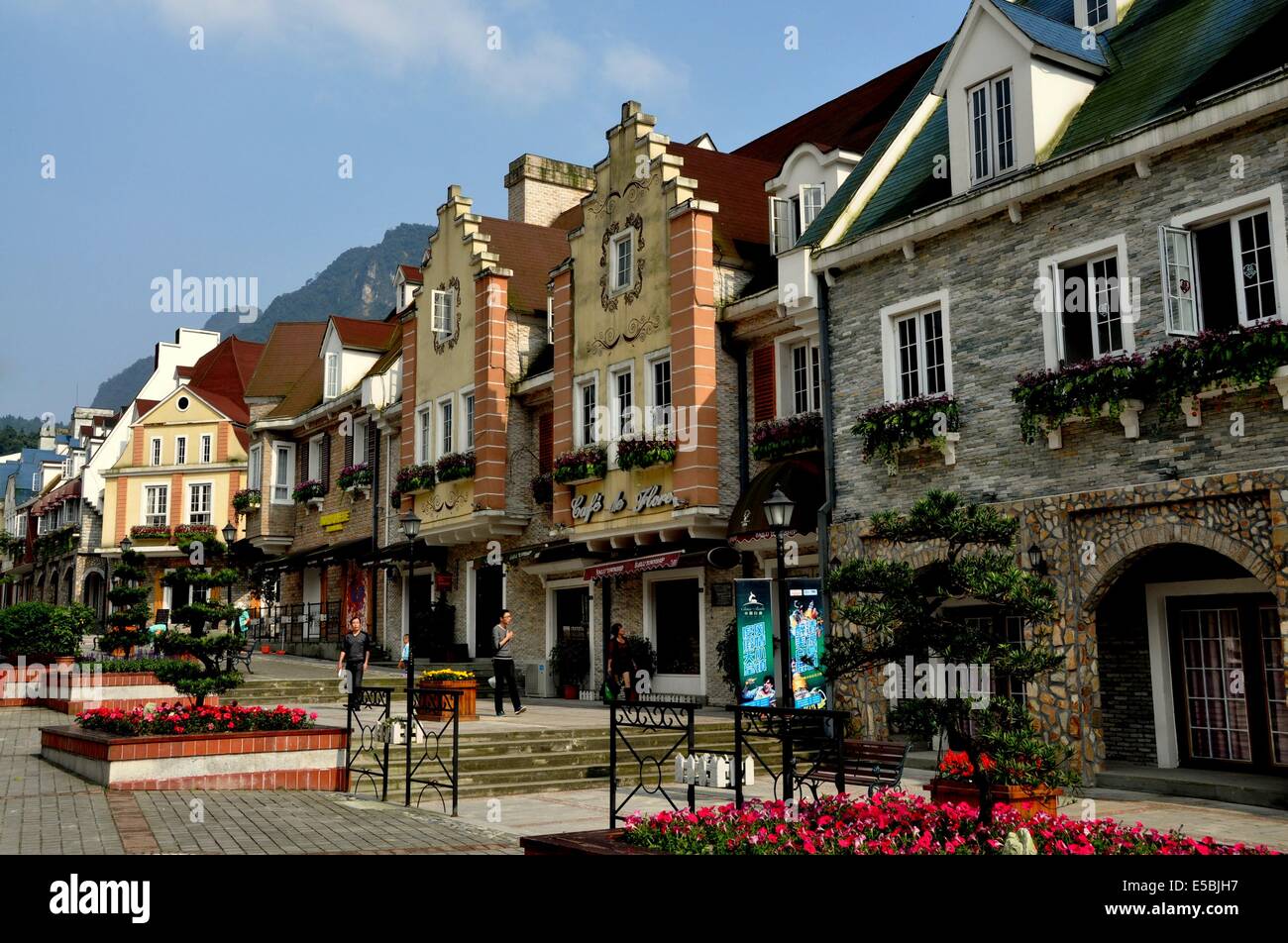 BAI LU TOWN, CHINA: View along the main street with its French and ...