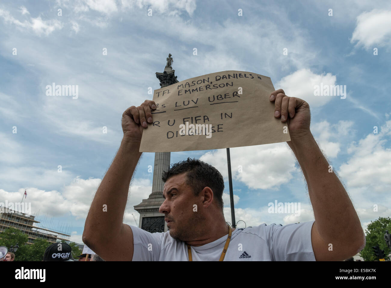 Taxi driver protest against Uber app in central London Stock Photo - Alamy