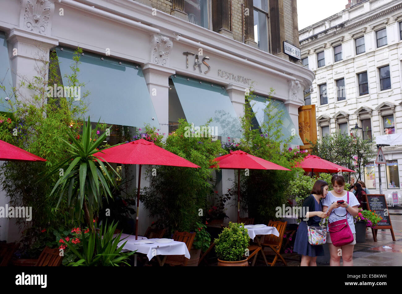 TAS Restaurant on Bloomsbury Street, London Stock Photo - Alamy