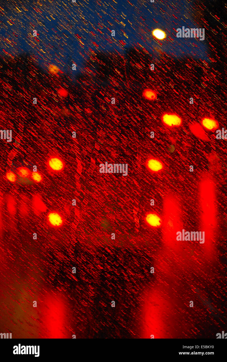 Street lights, seen through a bus window, Canberra, ACT, Australia ...