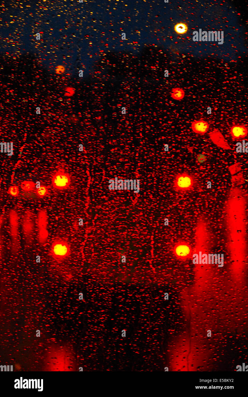 Street lights, seen through a bus window, Canberra, ACT, Australia ...