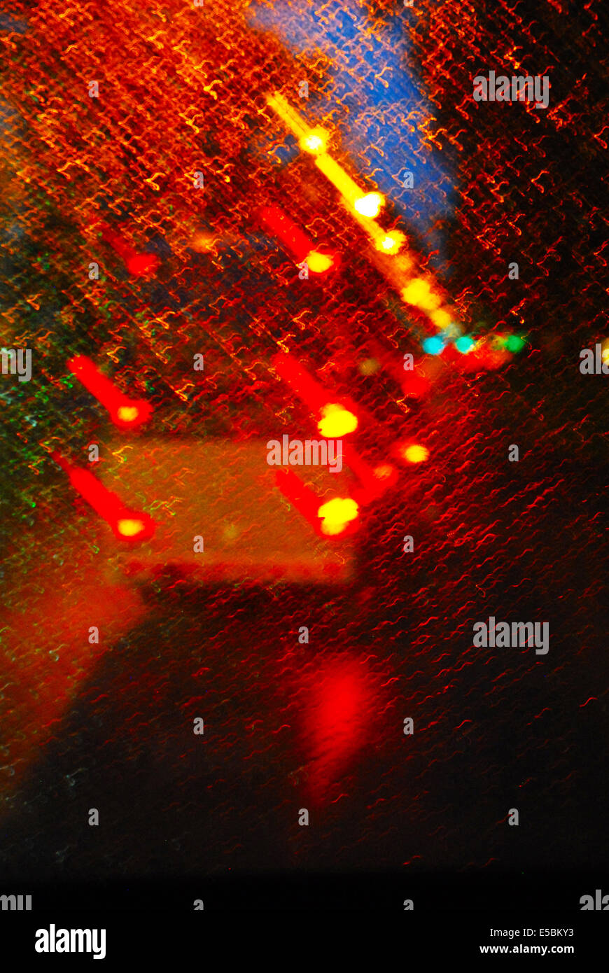 Street lights, seen through a bus window, Canberra, ACT, Australia ...