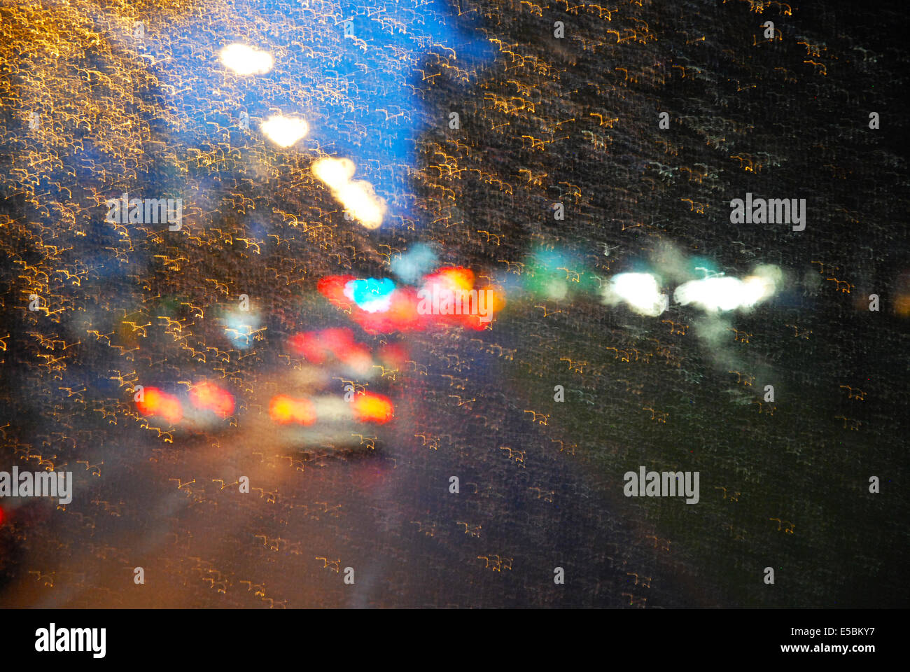 Street lights, seen through a bus window, Canberra, ACT, Australia ...