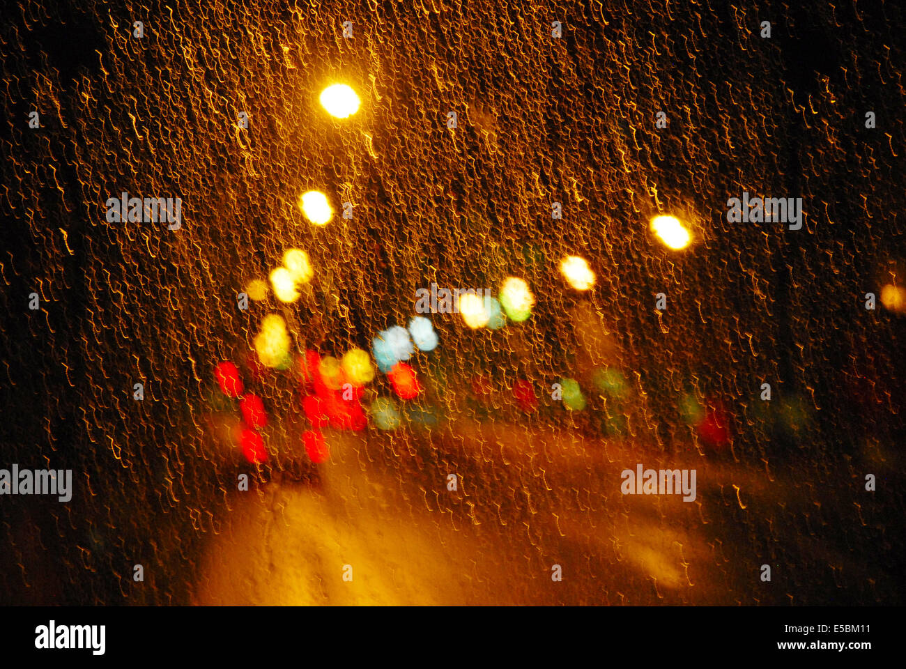 Street lights, seen through a bus window, Canberra, ACT, Australia ...