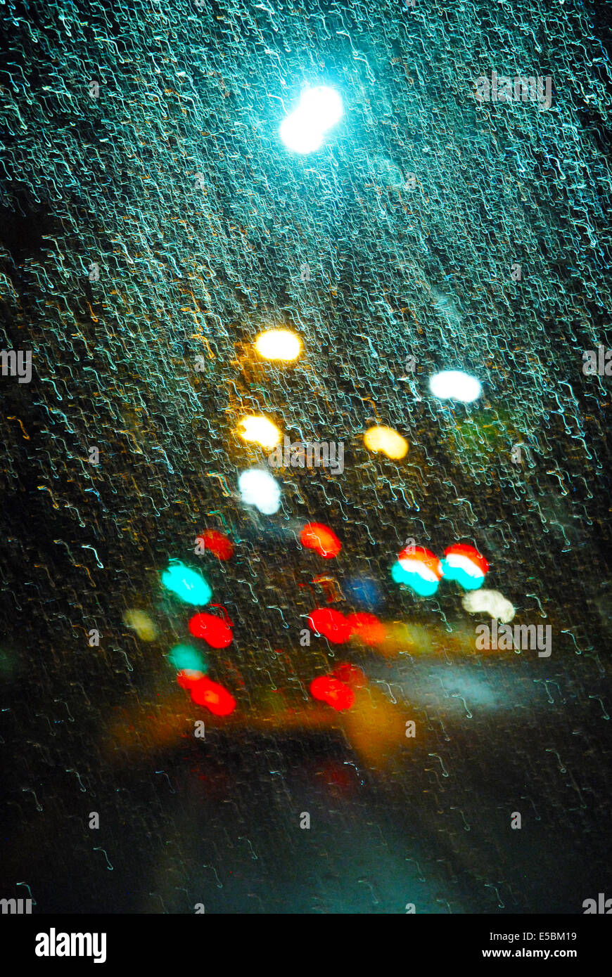 Street lights, seen through a bus window, Canberra, ACT, Australia ...