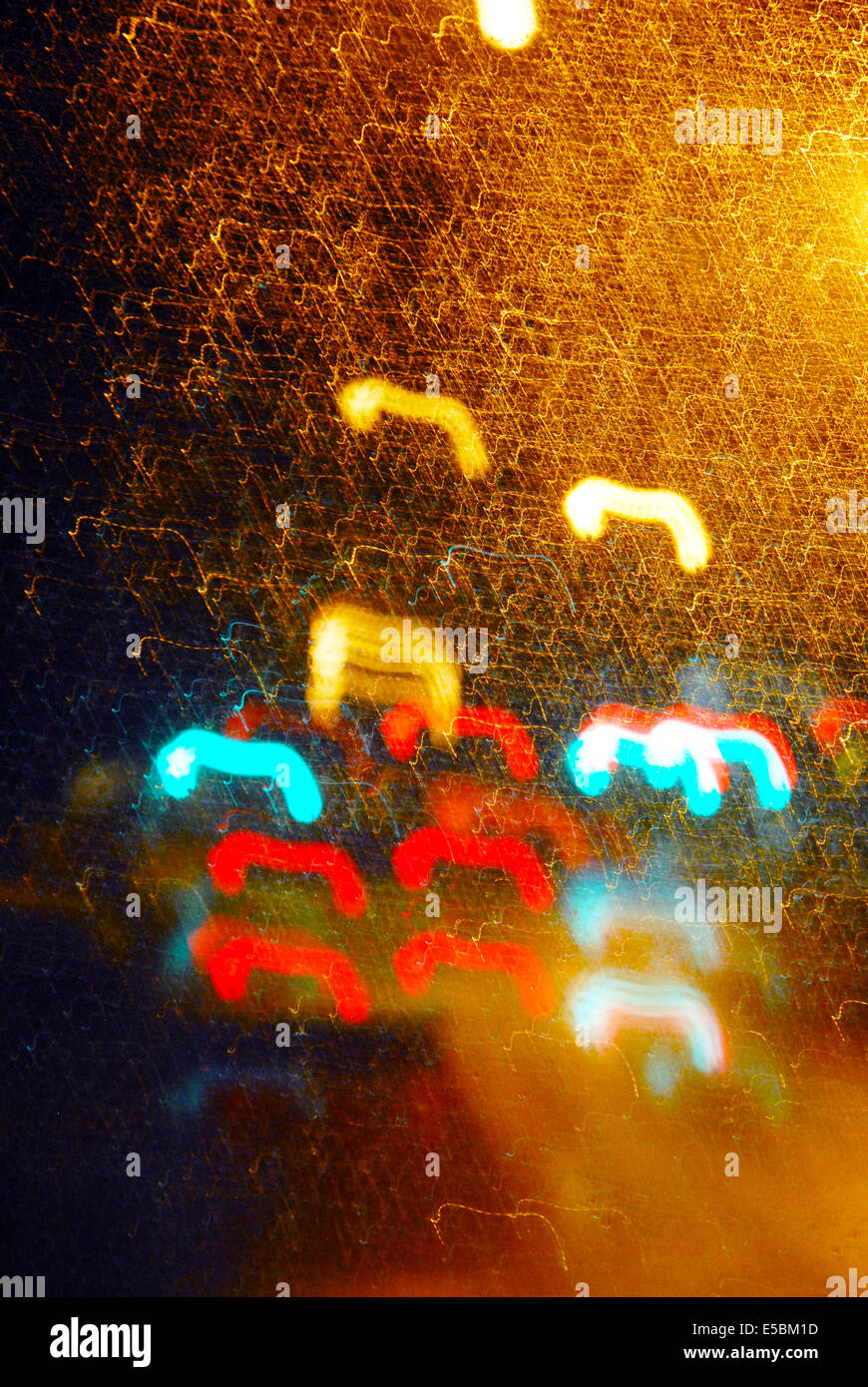 Street lights, seen through a bus window, Canberra, ACT, Australia ...