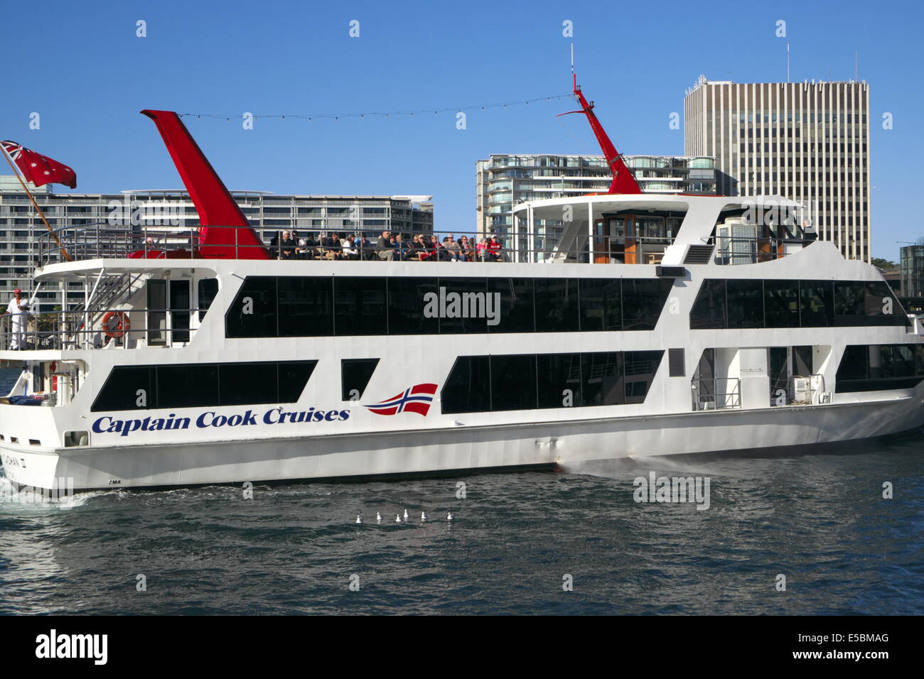 Captain cook cruises boat vessel on sydney harbour in Circular quay ...